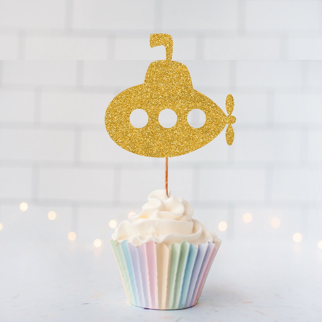 Glitter Submarine Cupcake Toppers, Glitter Cupcake Toppers, Glitter ...