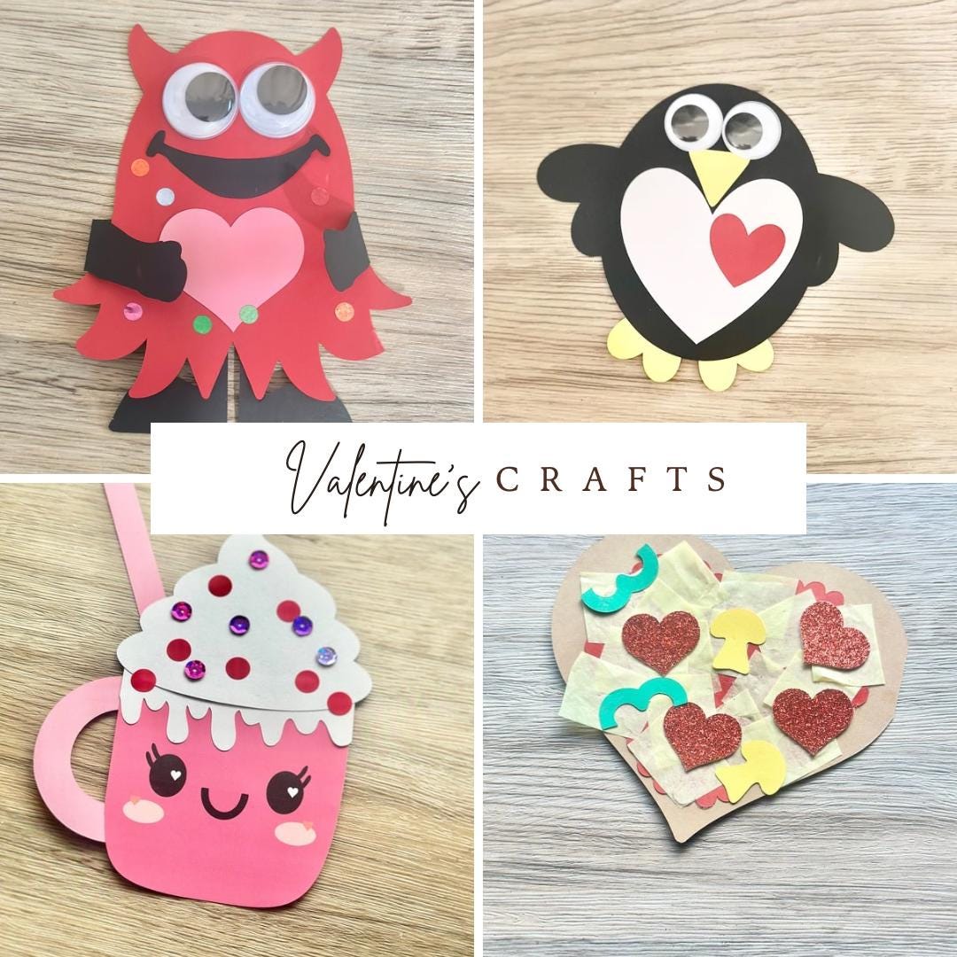 Valentines Paper Craft Kit Bundle Kids Craft Kit Bundle Valentines ...