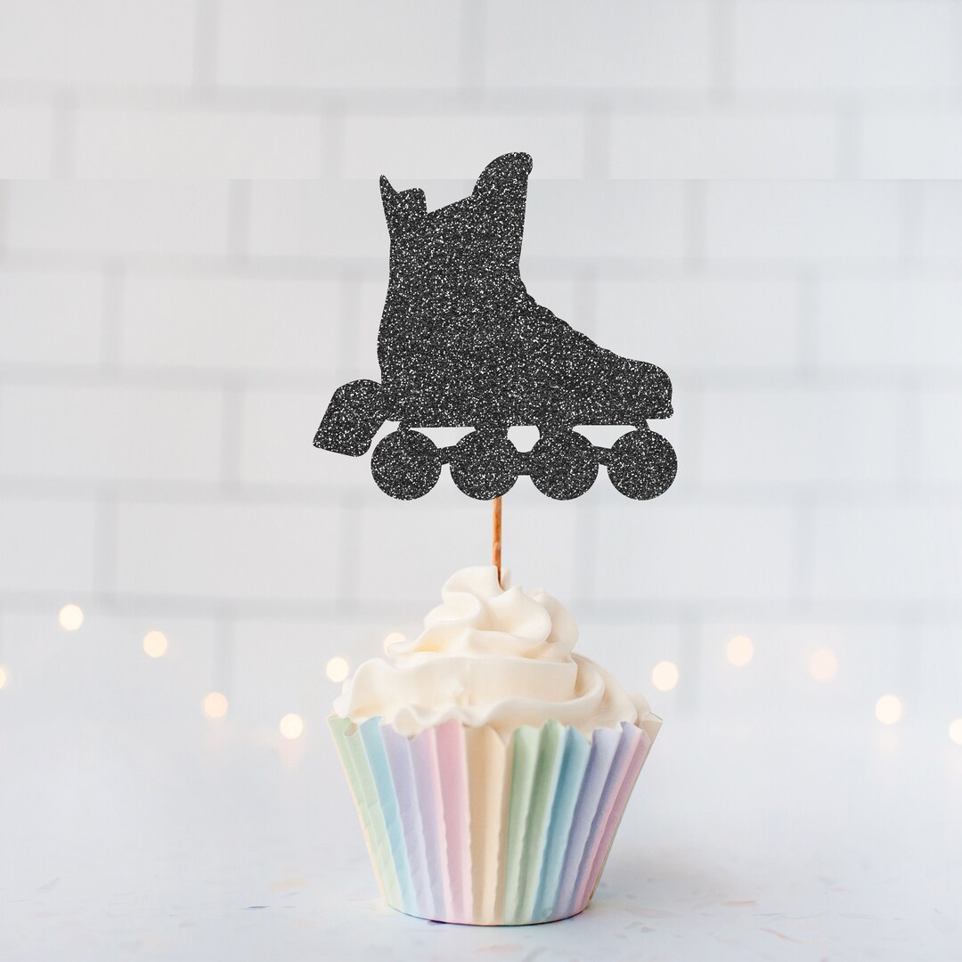 Glitter Rollerblade Cupcake Toppers, Glitter Cupcake Toppers, Glitter ...