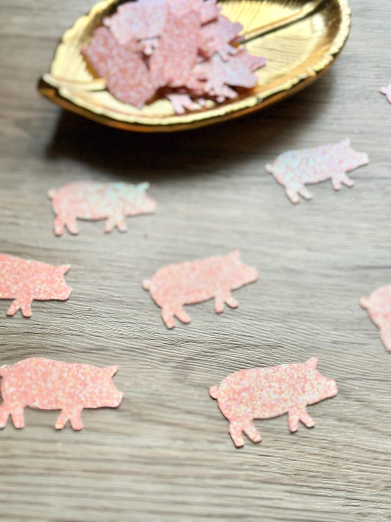 Glitter Pig Confetti, Farm Animal Decor, Barnyard Theme, Pink Pig Table ...