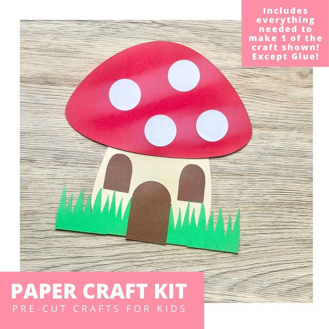 Mushroom House Paper Craft Kit, Fairy Garden Arts & Crafts Kit ...