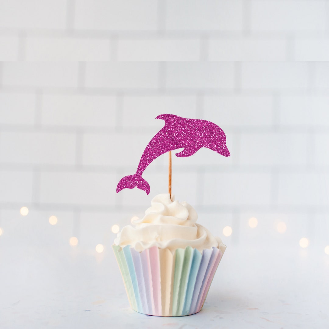 Glitter Dolphin Cupcake Toppers Glitter Cupcake Toppers Glitter Cake ...