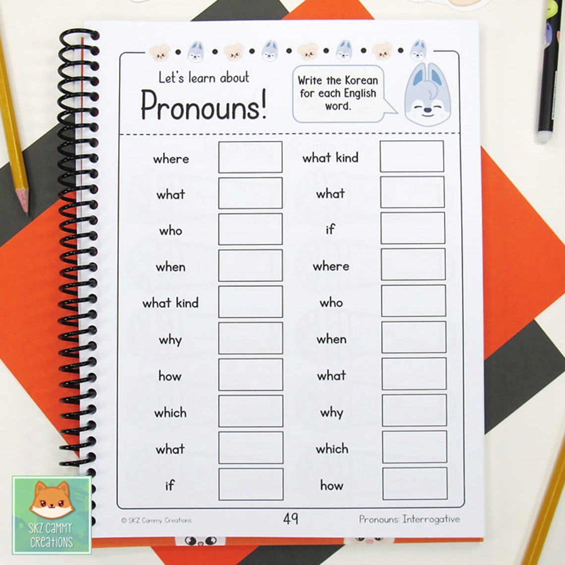 Stray Kids SKZOO Learn Korean Digital Workbook #2: Pronouns - Etsy