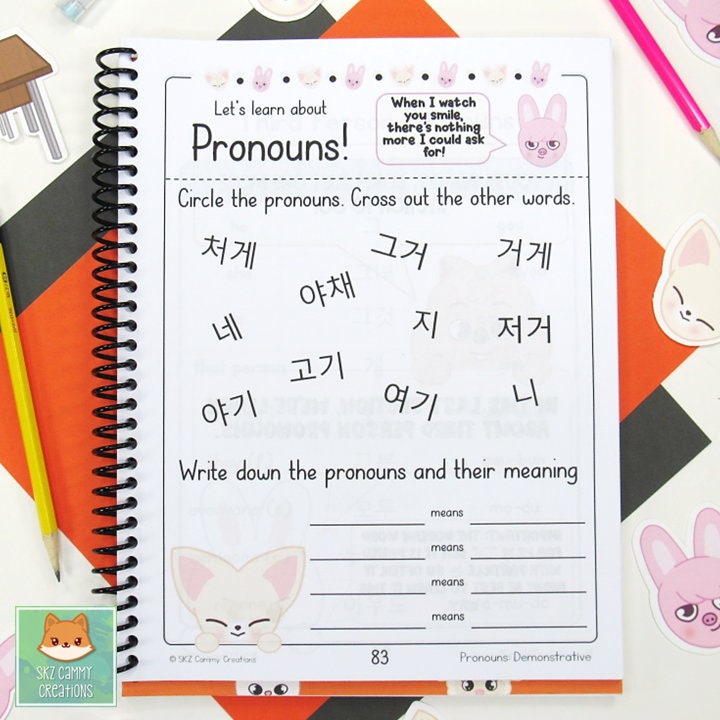 Stray Kids SKZOO Learn Korean Digital Workbook #2: Pronouns - Etsy