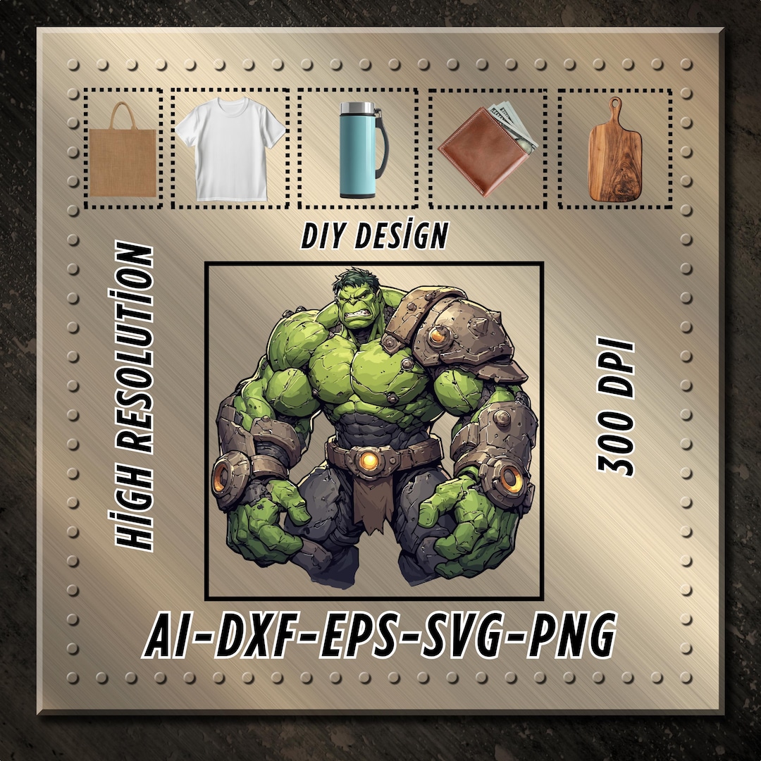 Powerful Hulk Design: Ai,dxf,eps,svg,png - Colurful Files Diy Project ...