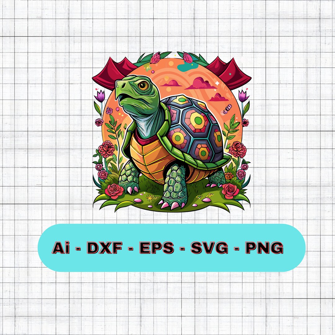 Tortoise Ai,dxf,eps,svg,png Vector Cut File, Colorful Tortoise, Digital ...