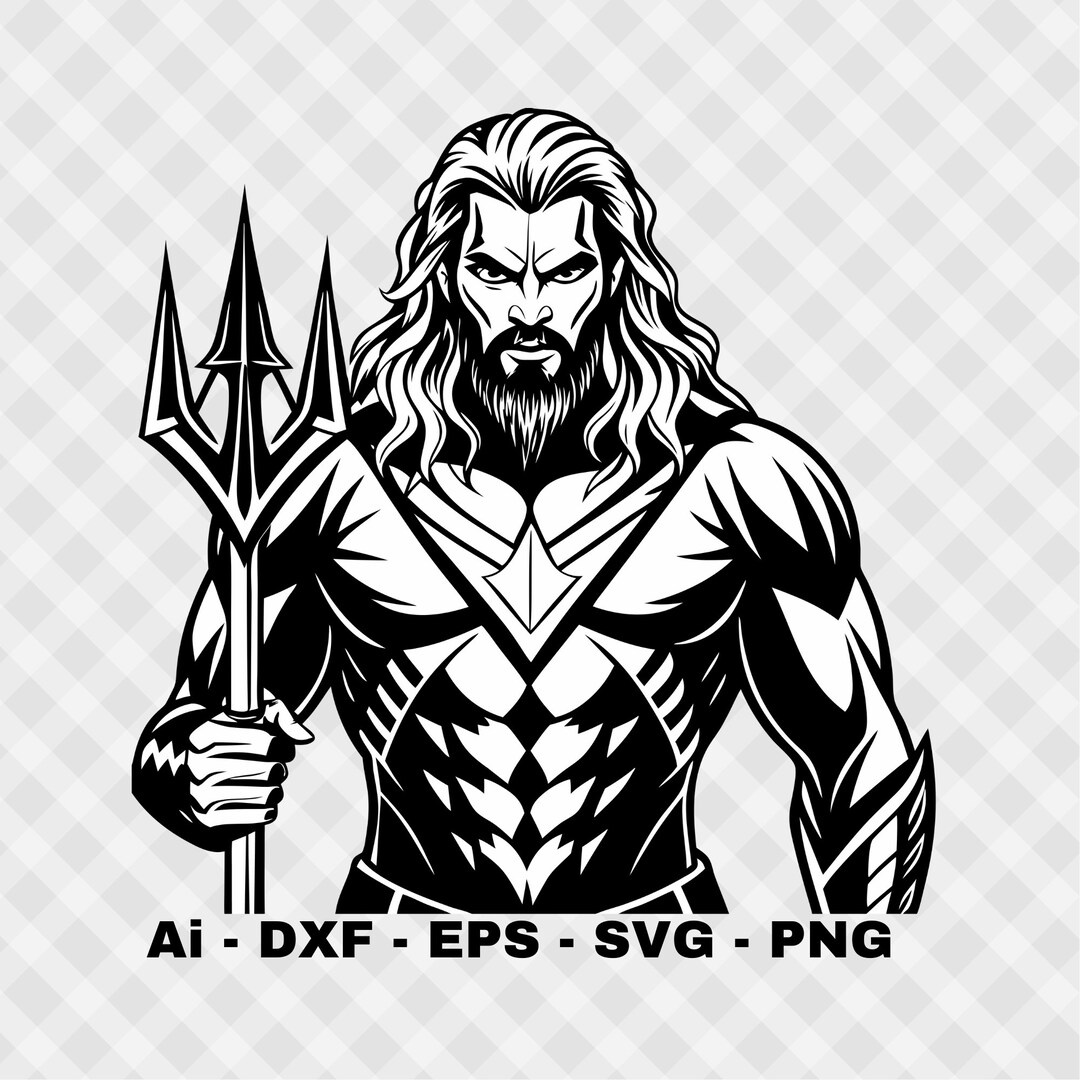 Aquaman Superhero Vector Ai, Dxf, Eps, Svg, Png Underwater Hero Art ...
