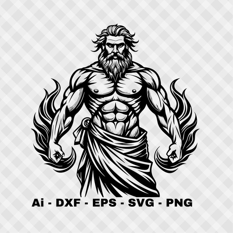 Zeus Vector Ai, Dxf, Eps, Svg, Png Greek Mythology, Zeus Design ...