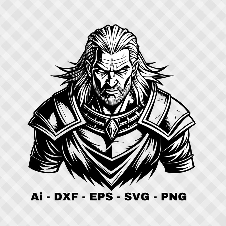 The Witcher Geralt Vector Ai, Dxf, Eps, Svg, Png Gaming Clipart ...