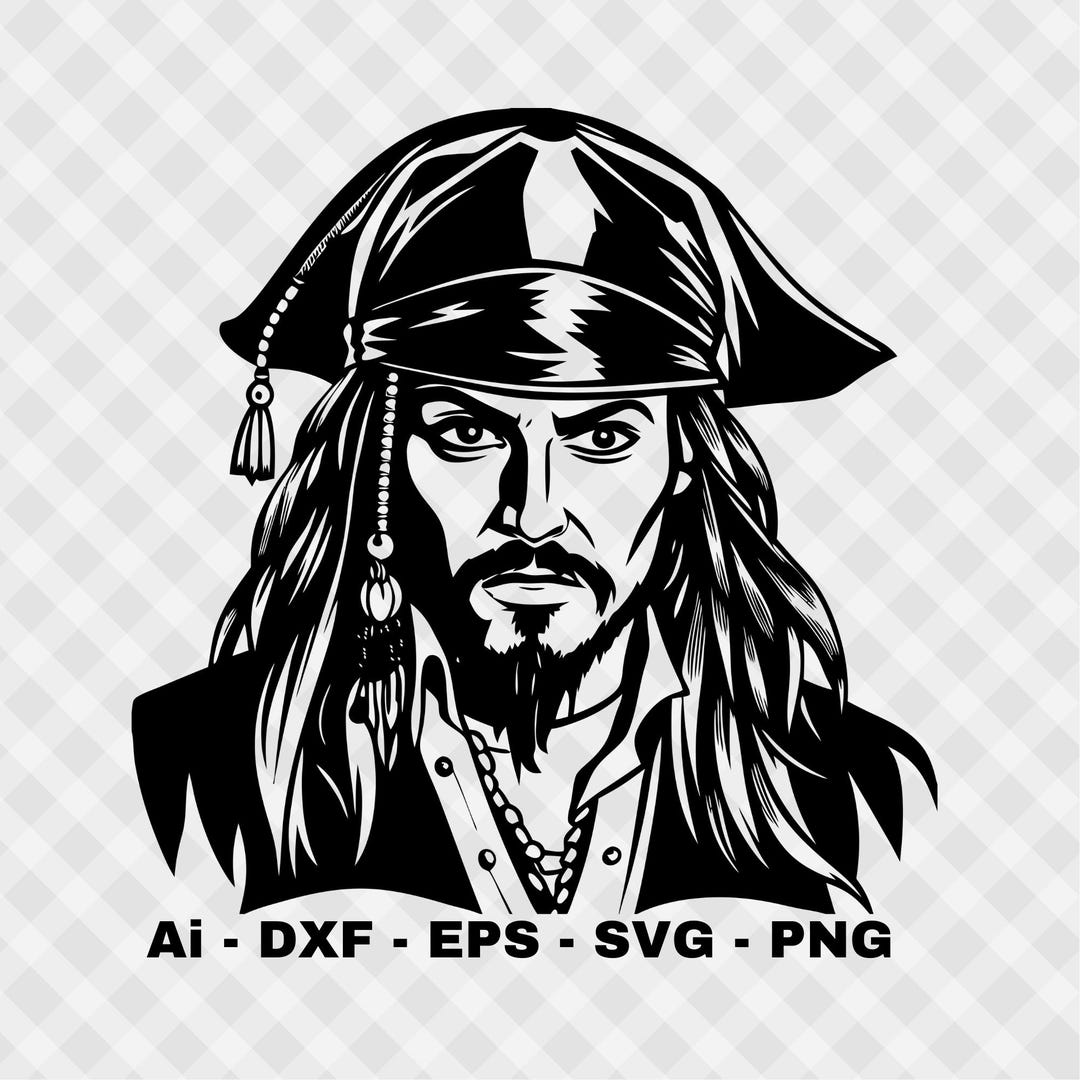Jack Sparrow Vector Ai,dxf,eps,svg,png Jack Sparrow Clipart, Pirate ...