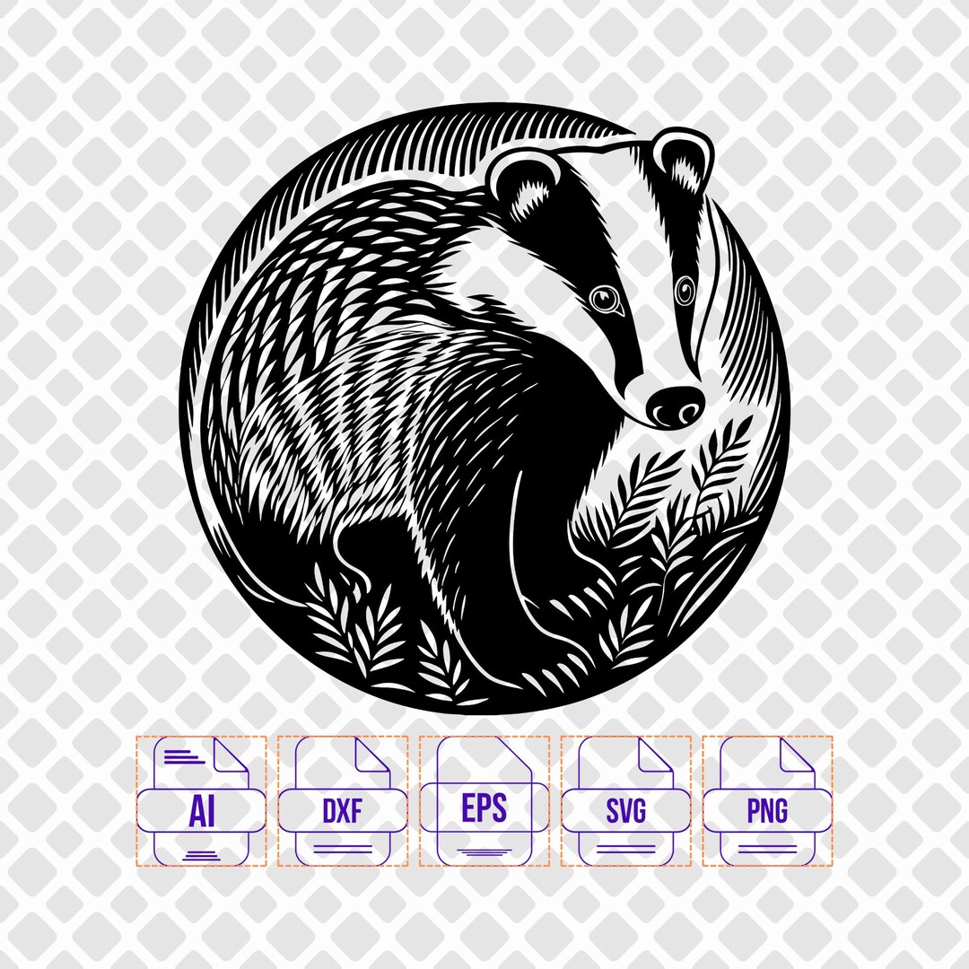 Forest Badger Ai, Dxf, Eps, Svg, Png Badger Illustration for Wildlife ...