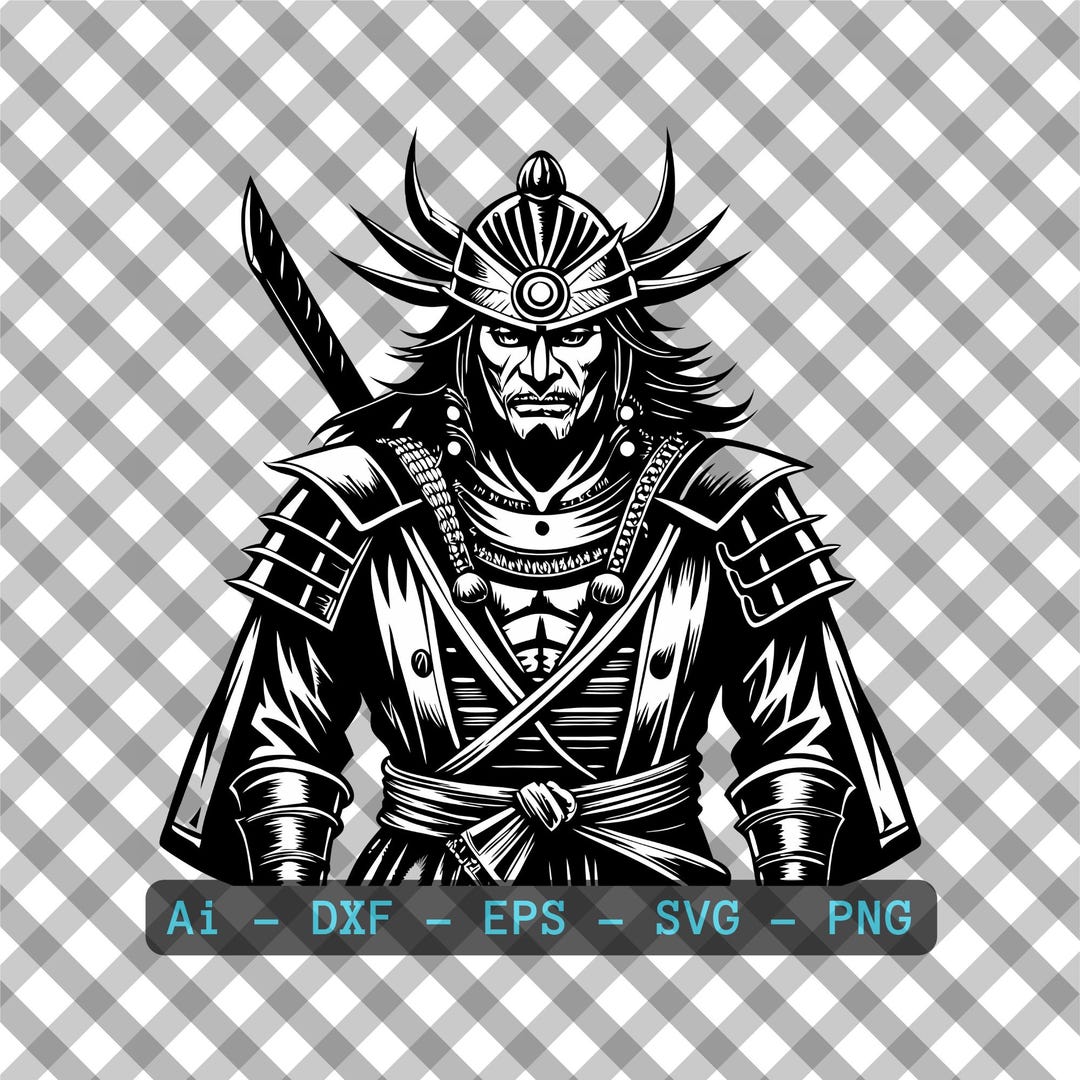 Samurai Vector Ai, Dxf, Eps, Svg, Png Samurai Cut File, Samurai Clipart ...