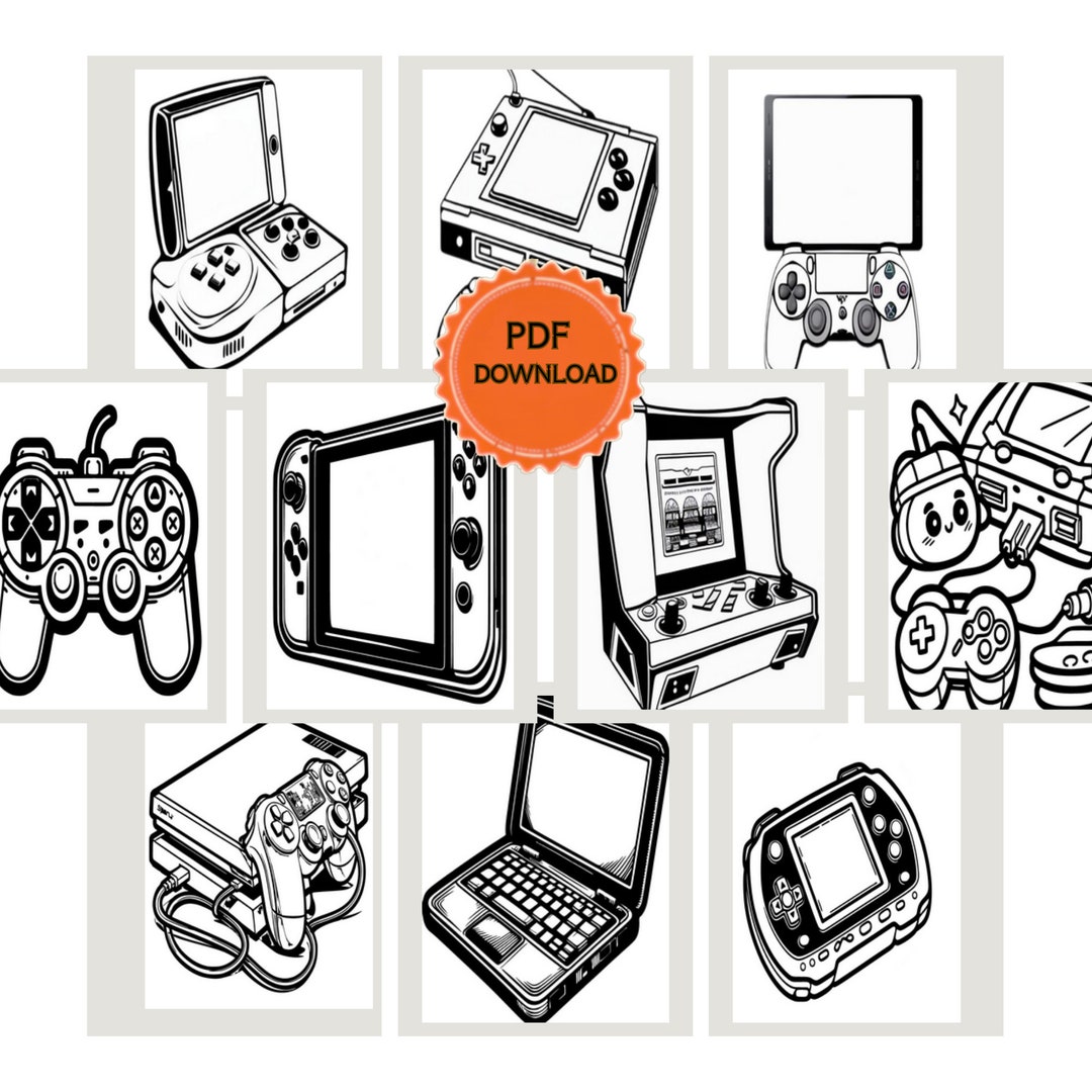 10 Gaming Coloring Pages, Gaming PDF, Gaming Printables, Gamer Coloring ...