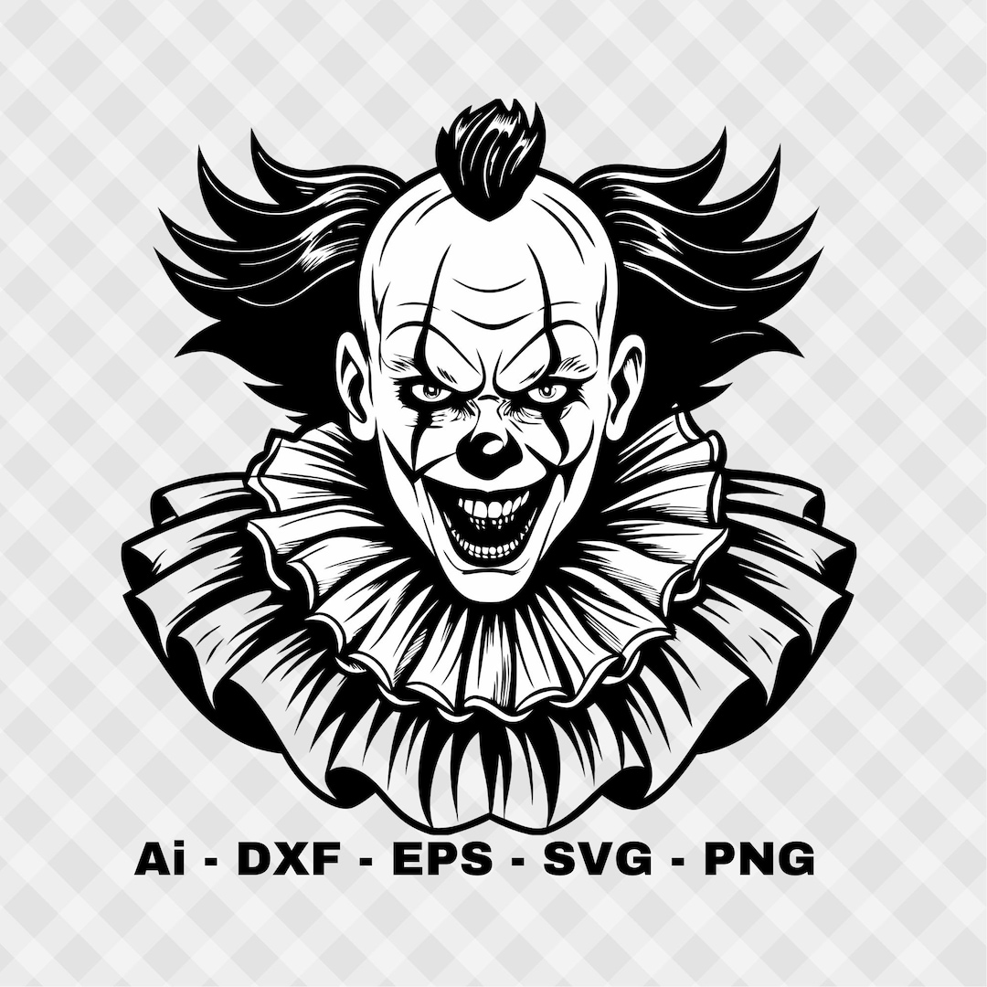 Terrifying Pennywise Vector Ai, Dxf, Eps, Svg, Png Digital Cutting ...