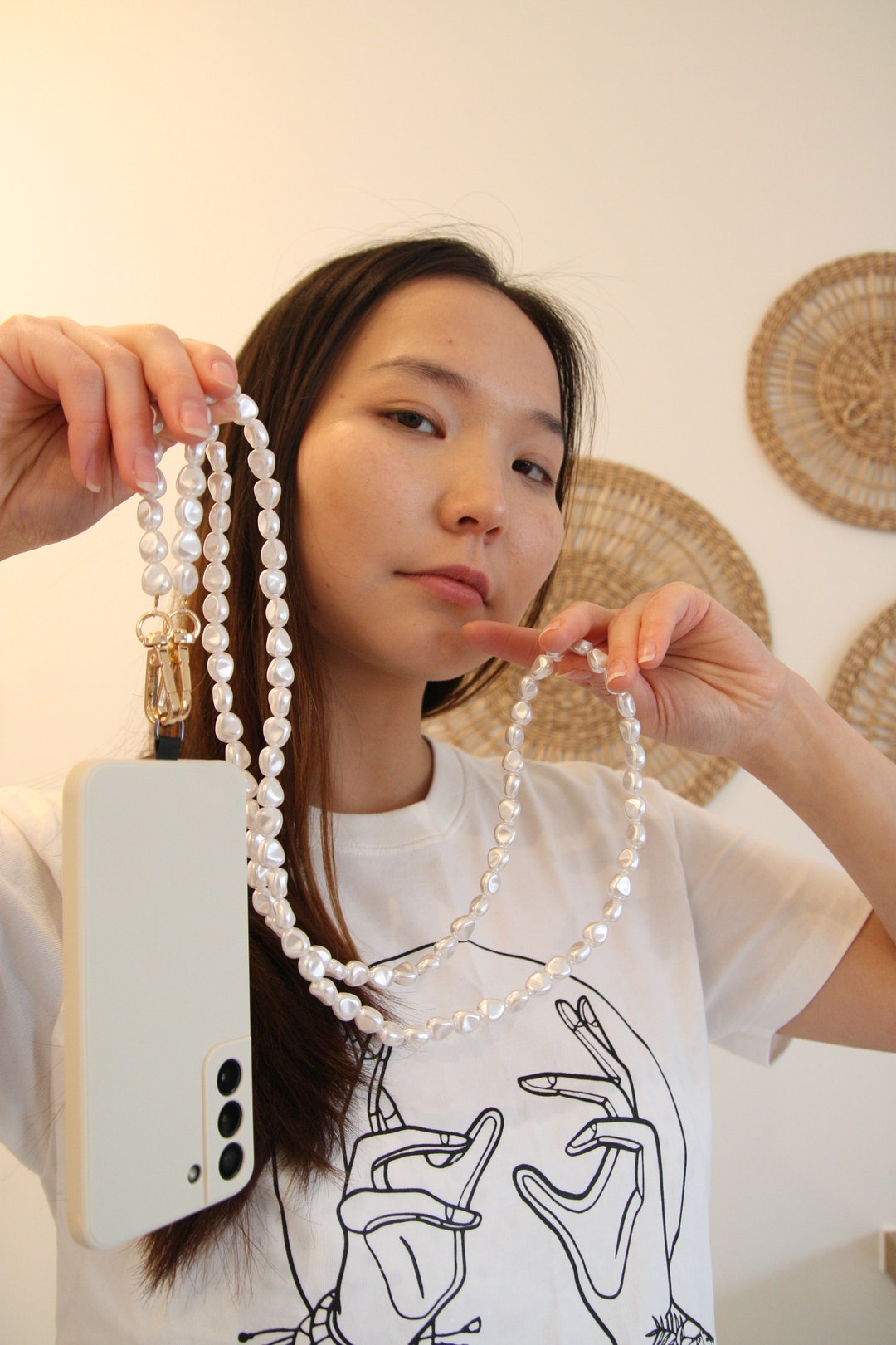 Crossbody Phone Strap Pearl Phone Chain Pearls Phone Lanyard Pearl ...