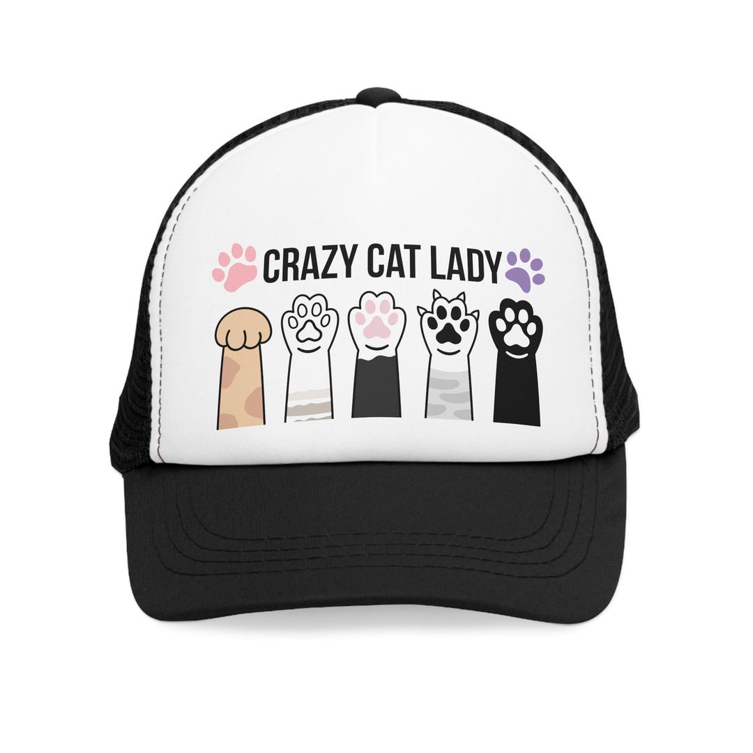 Crazy Cat Lady Hat, Cat Lover Baseball Cap, Animal Print Trucker Hat ...