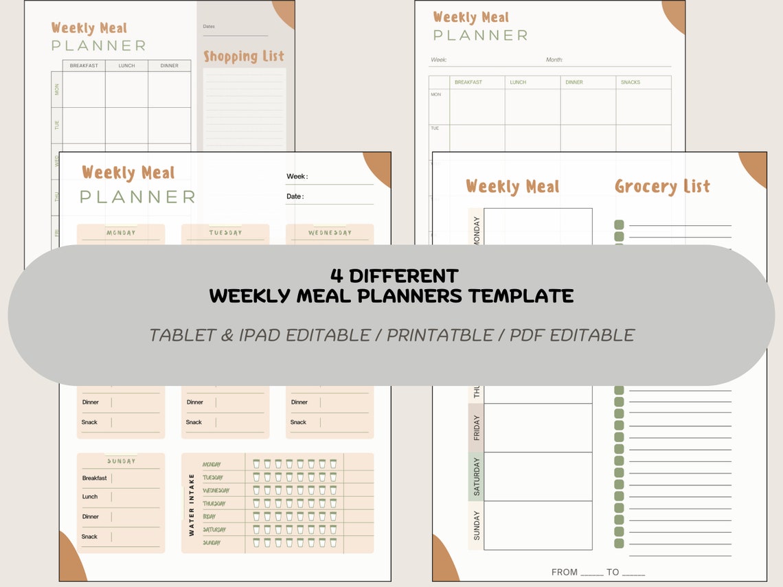 Meal Planner Printable, Digital Pdf,goodnotes,notability,onenote, Meal ...