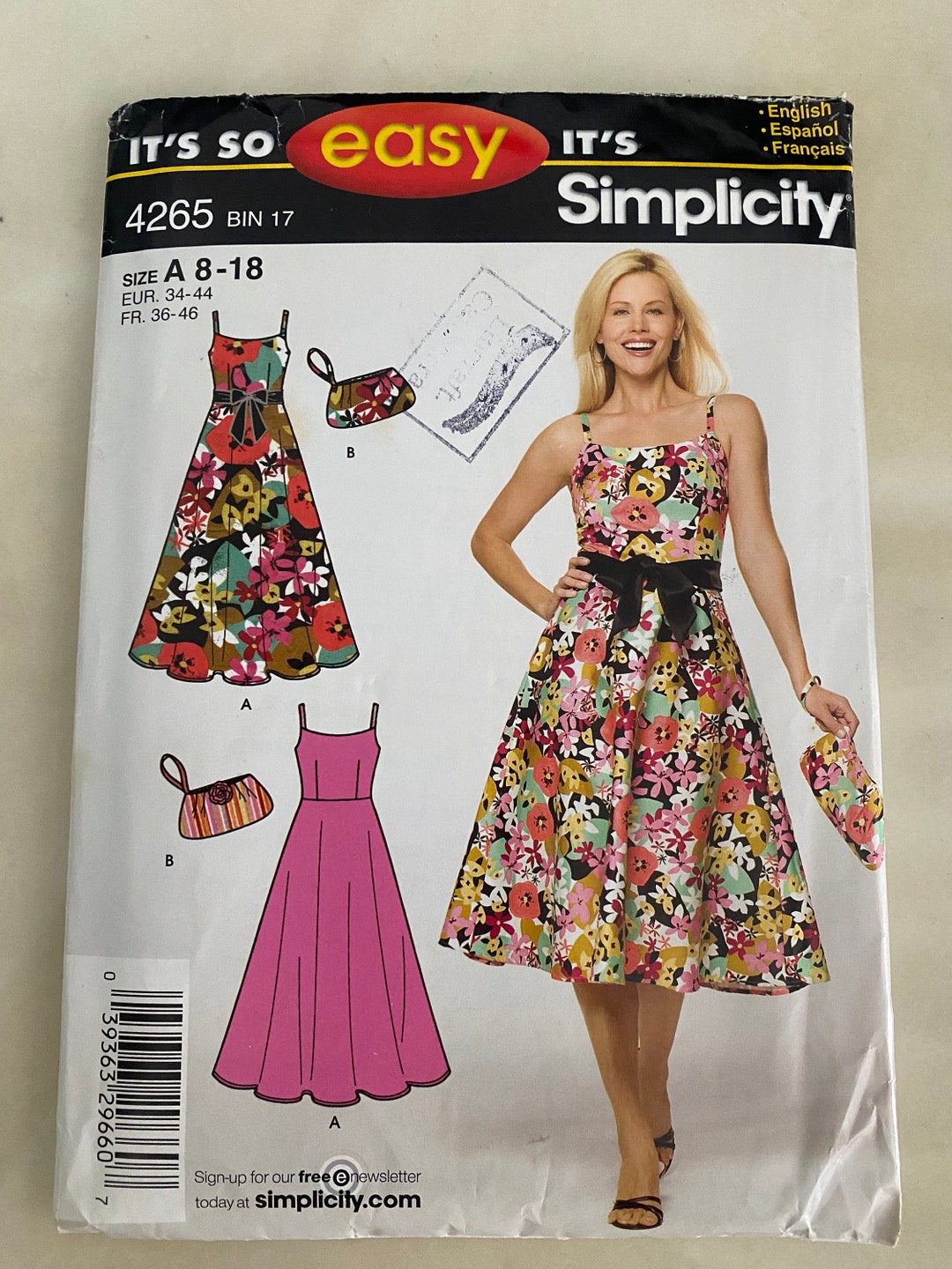 Simplicity It’s so Easy Dress and Bag Paper Pattern 4265, Destash Uncut ...