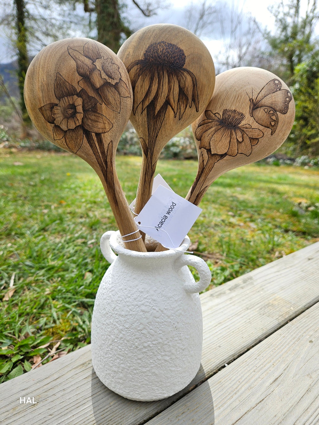Acacia Wood Flower Keepsake Spoons - Etsy