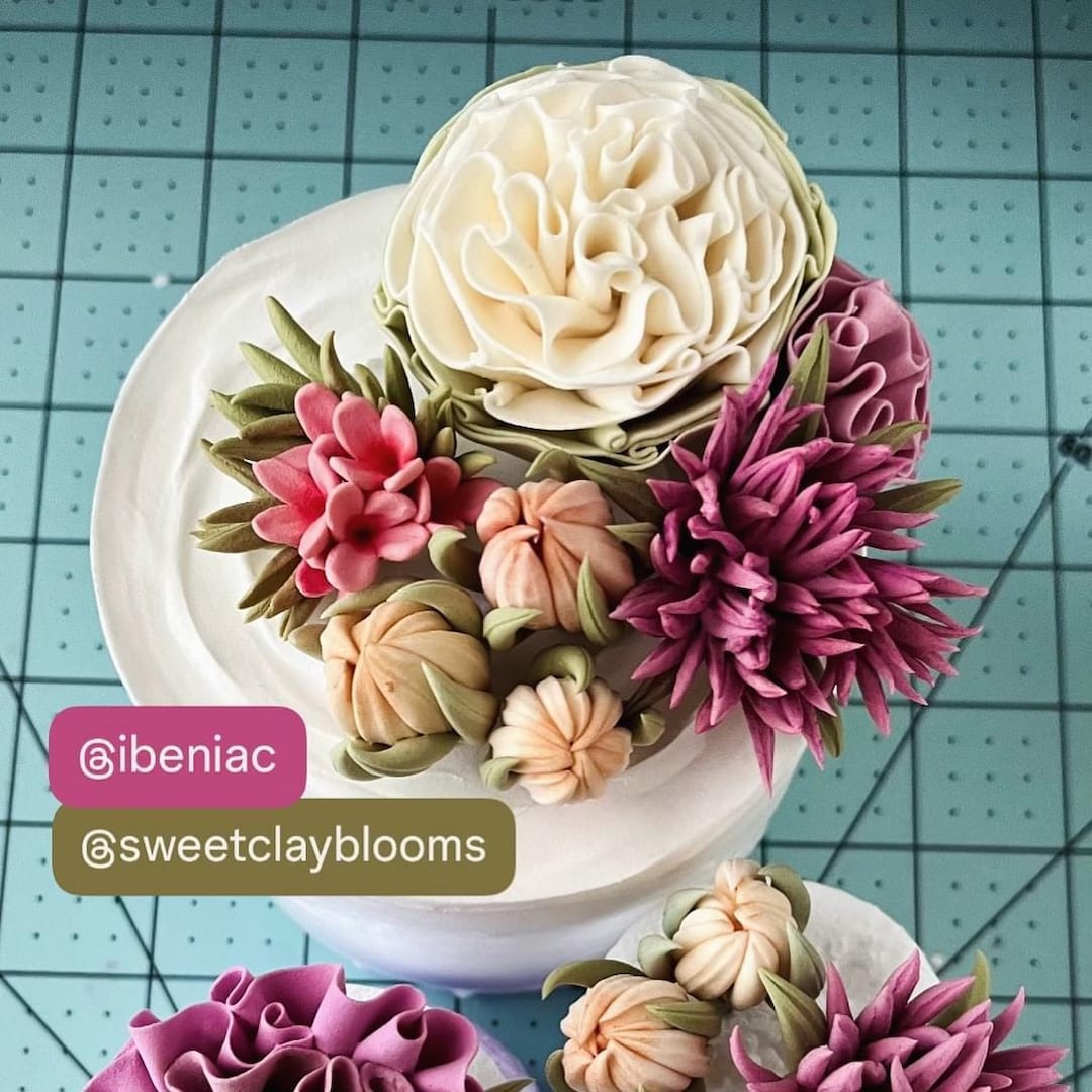 Sweets & Blooms Clay Flowers Floral Cake Faux Bake Online Course - Etsy