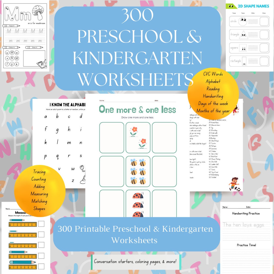 Preschool & Kindergarten Printable Worksheets, Homeschool Worksheets ...