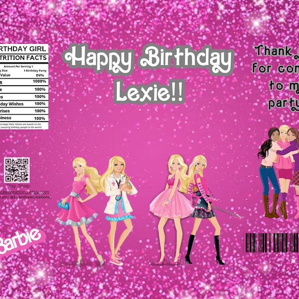 Barbie Chip Bag Template - Etsy
