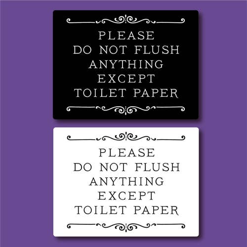 Modern Please Flush Only Toilet Paper Airbnb Bathroom Sign - Etsy