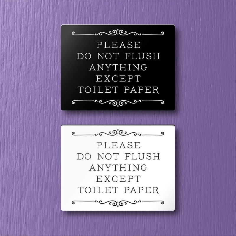 Please Do Not Flush Anything Except Toilet Paper Sign - Etsy