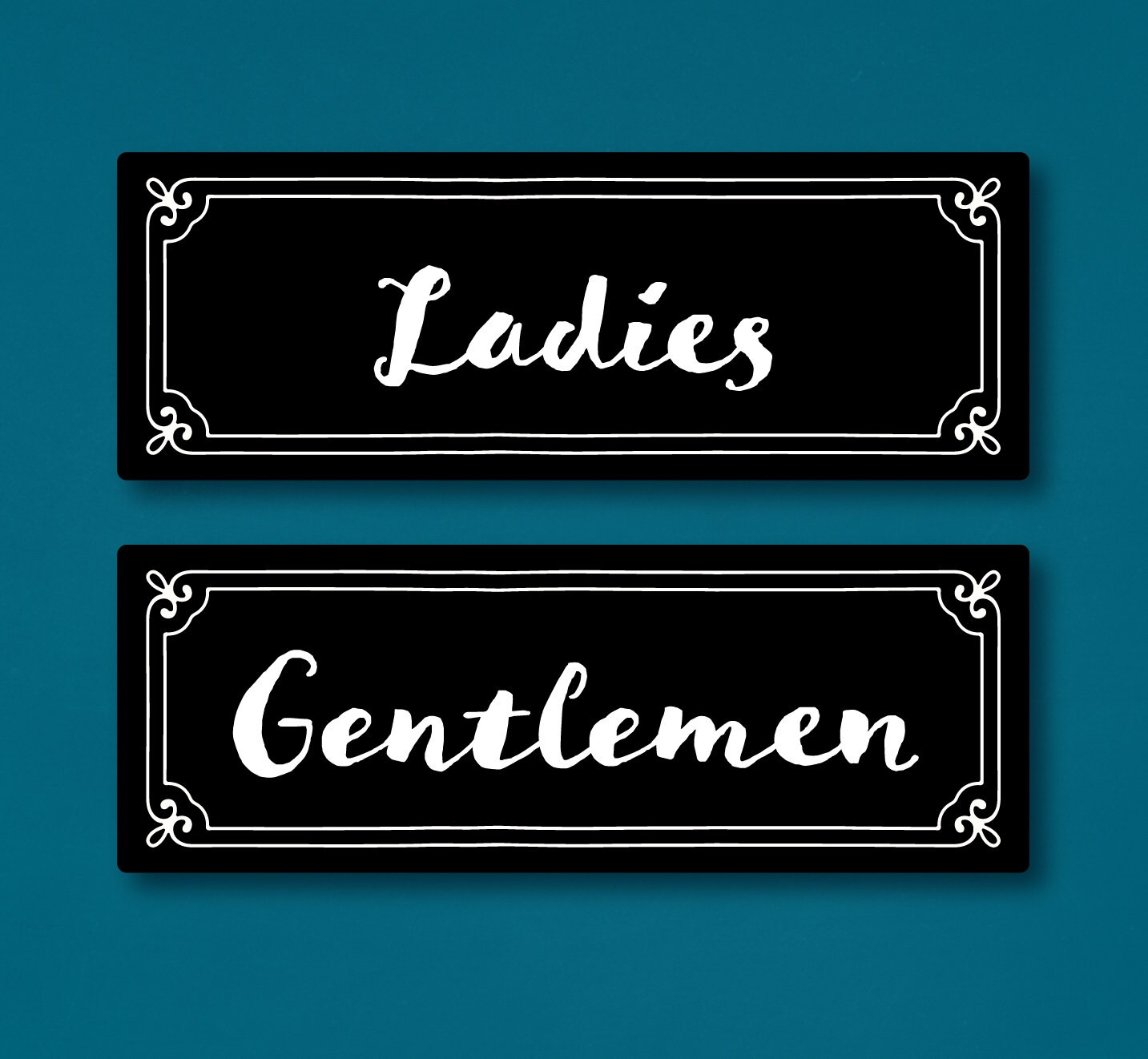 Set: Ladies/Gentlemen or Men/Women Restroom Signs Script | Etsy