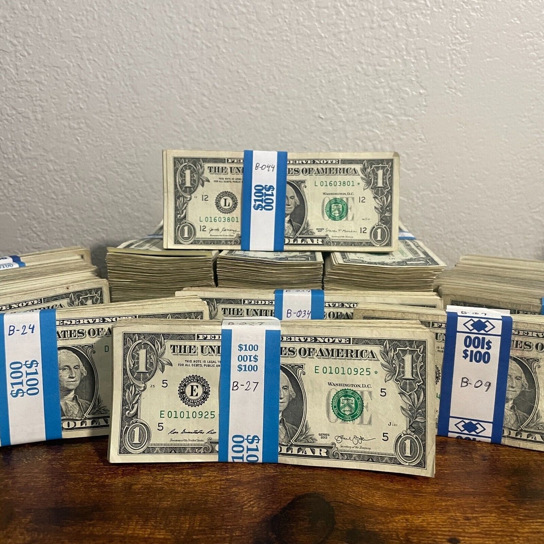 Strap of 100 Star Note One Dollar Bills A B C D E F H I J K Random ...