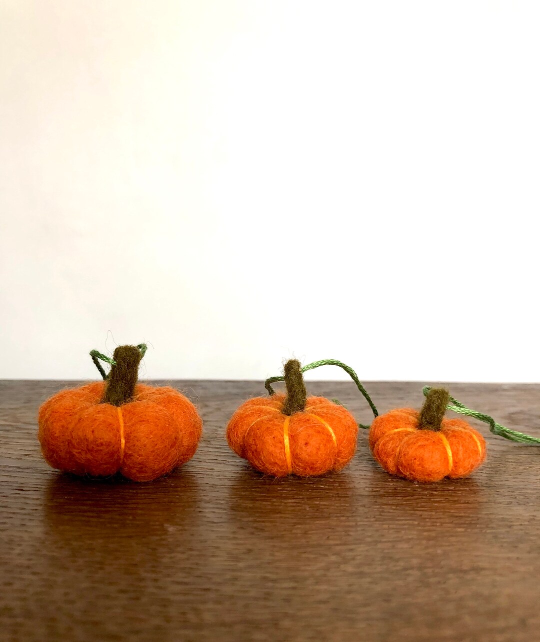 Set of 3 Needle Felted Small Miniature Tiny Pumpkin Fall Autumnal ...