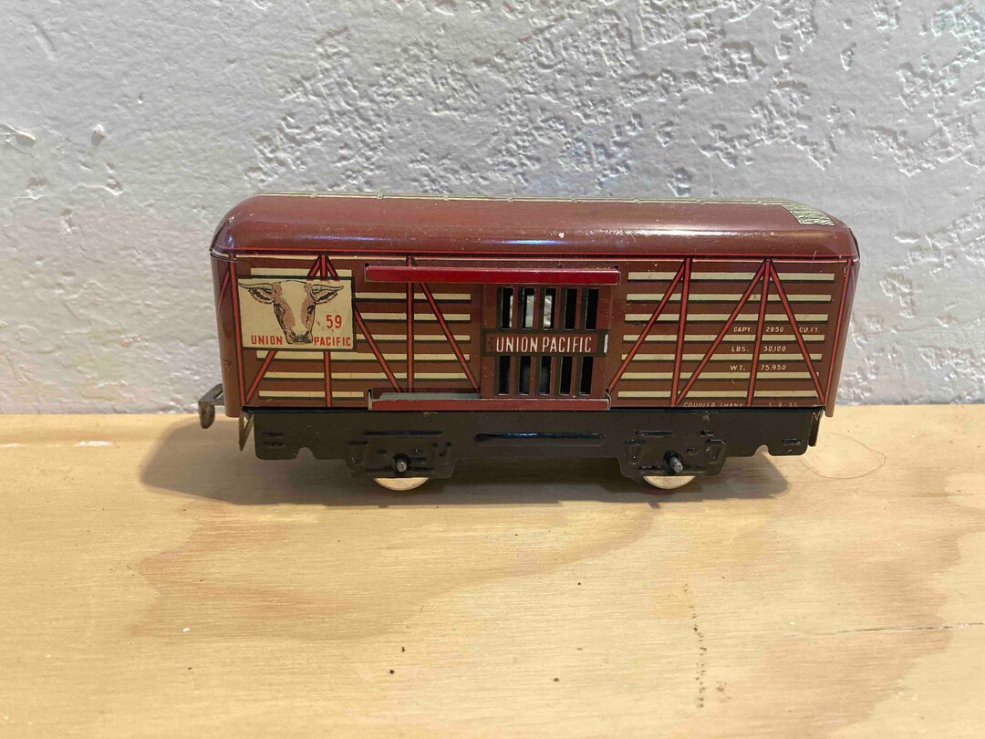 Vintage Marx O Gauge Train Union Pacific #59 Tin Litho Cattle Livestock ...