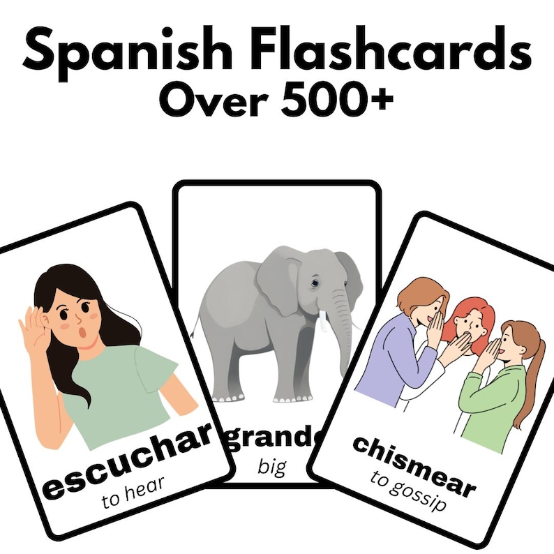 Spanish Flashcards (digital) - 500+ Spanish Flashcards - Etsy