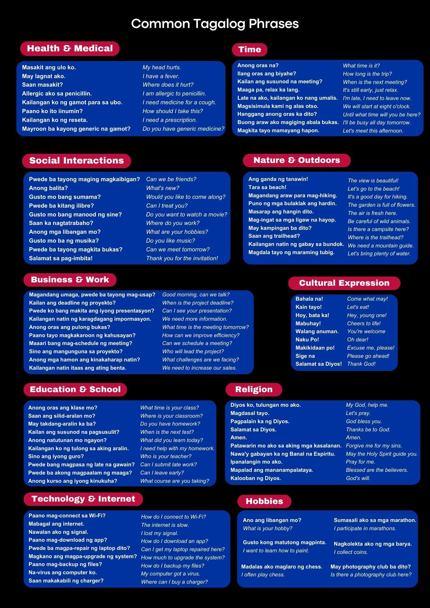 Common Tagalog Phrases (digital File) - Etsy