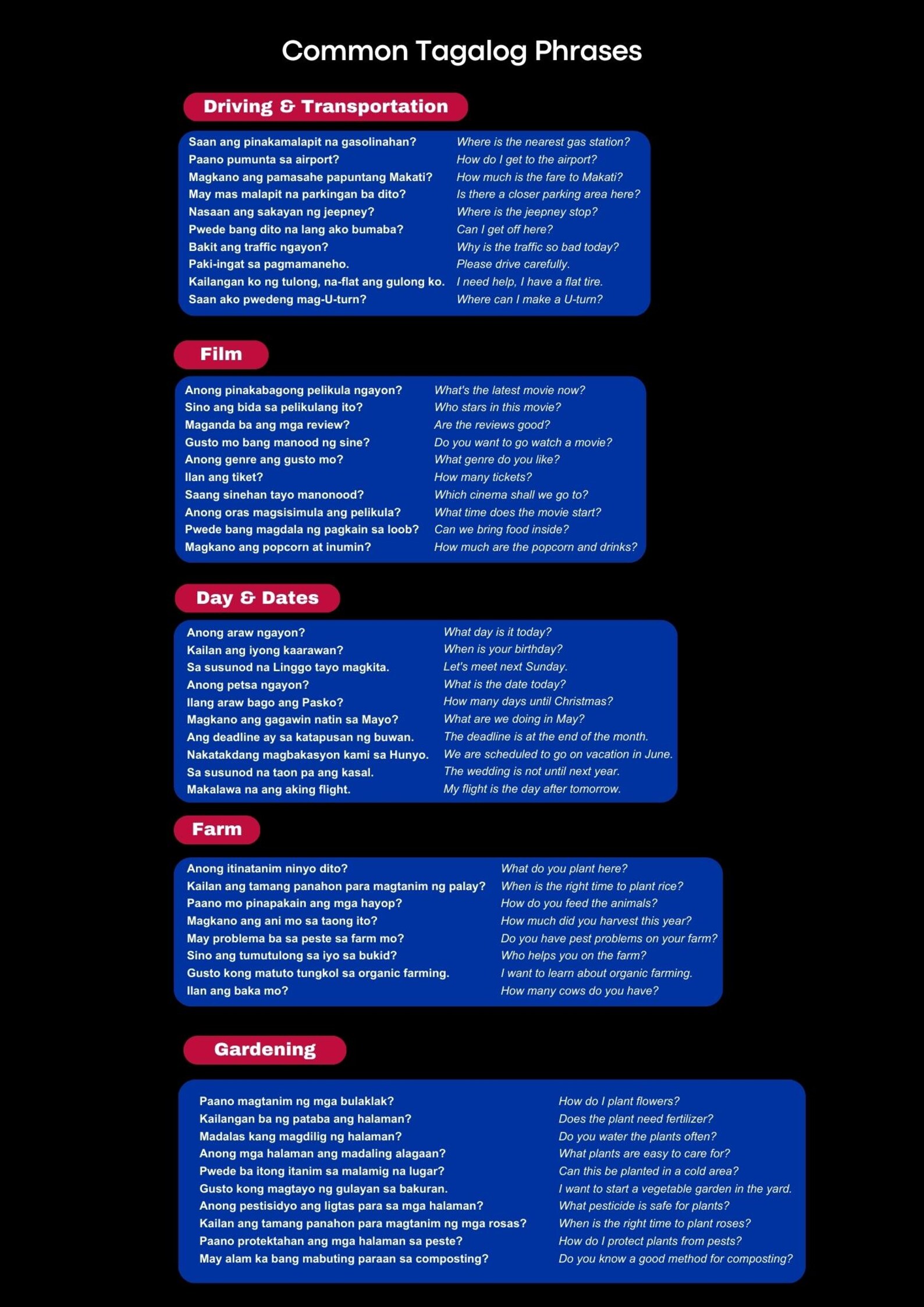 Common Tagalog Phrases (digital File) - Etsy