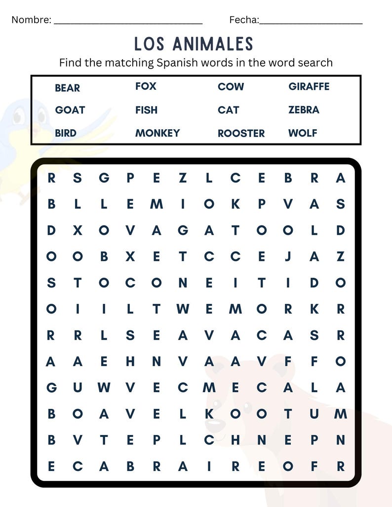 10 Spanish Word Searches (digital File) - Etsy