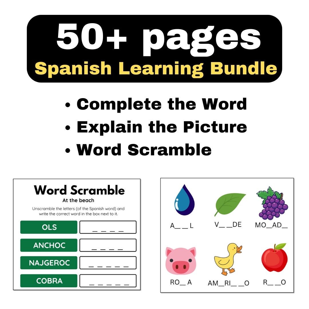 Learning Spanish for Kids (bundle) - Etsy