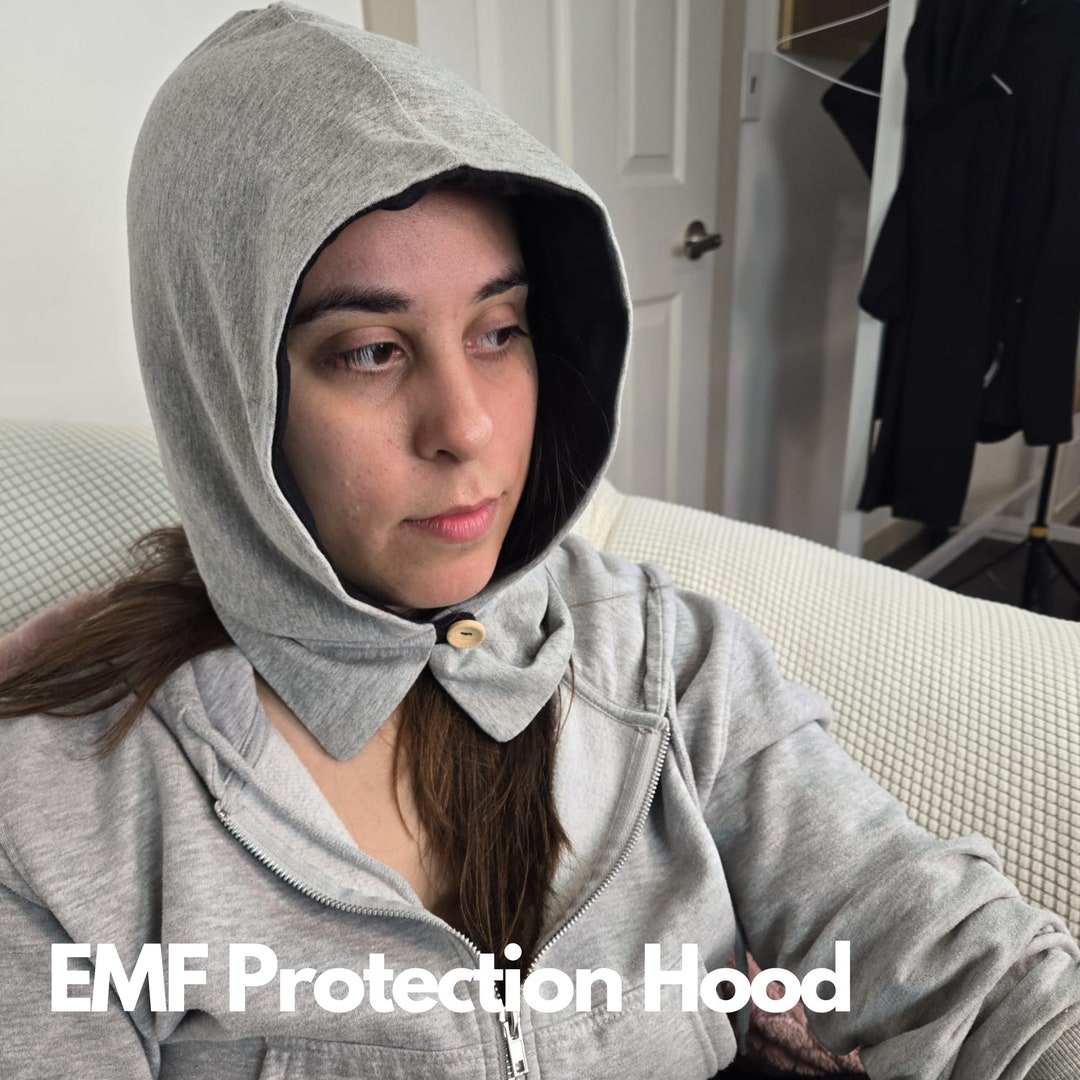 Smart EMF Protection Hood Reversible Light Gray/black, Faraday Hat, 5G Anti-radiation, RF ...