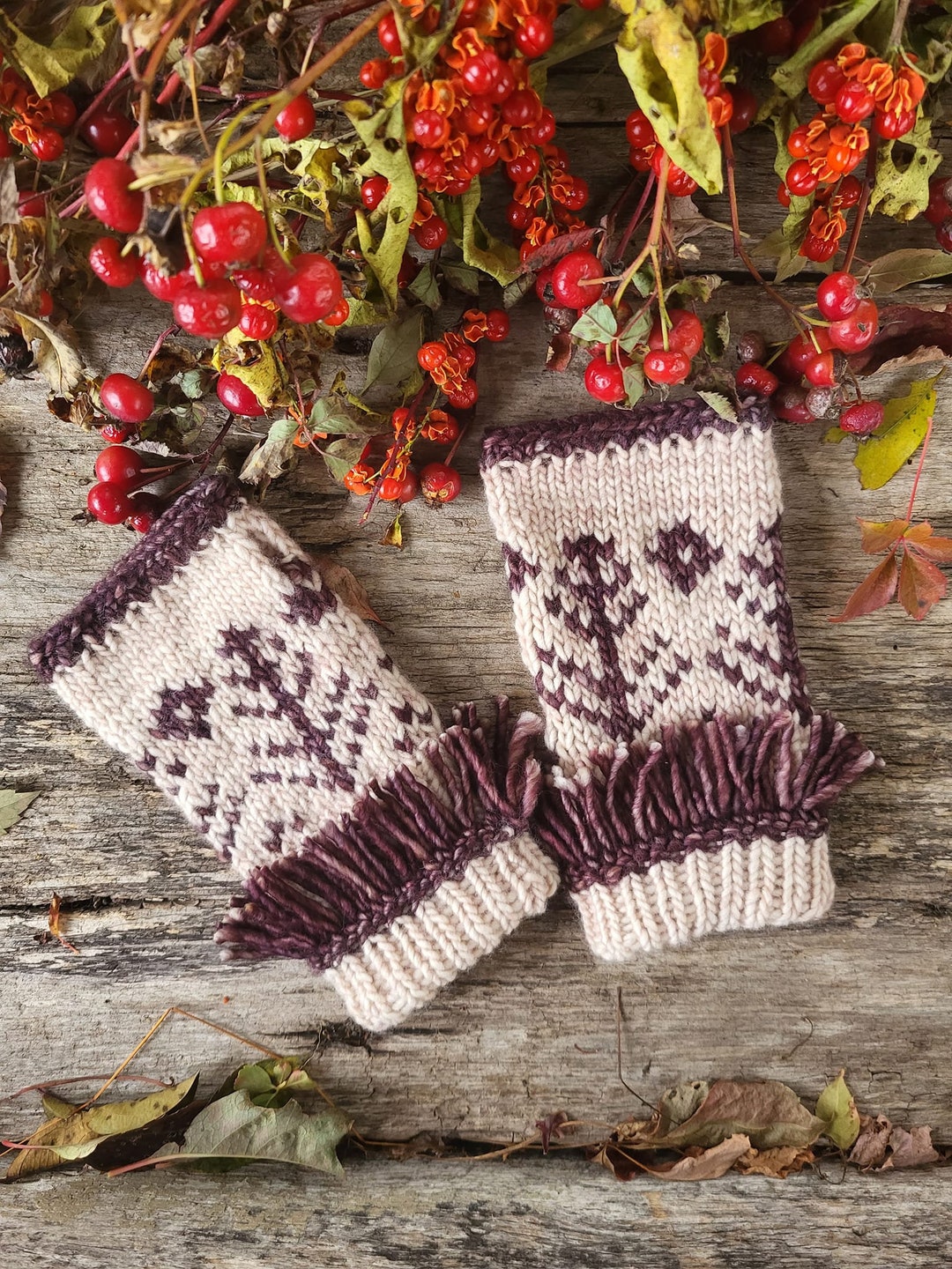 KNITTING PATTERN Fingerless Mitts Advanced Beginner Stranded Knitting ...
