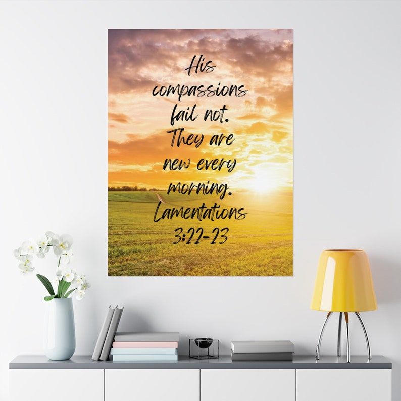 Bible Verse Wall Art Compassions New Every Morning, Lamentations 3:22 ...