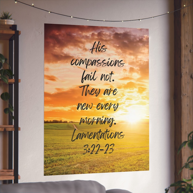 Bible Verse Wall Art Compassions New Every Morning, Lamentations 3:22 ...