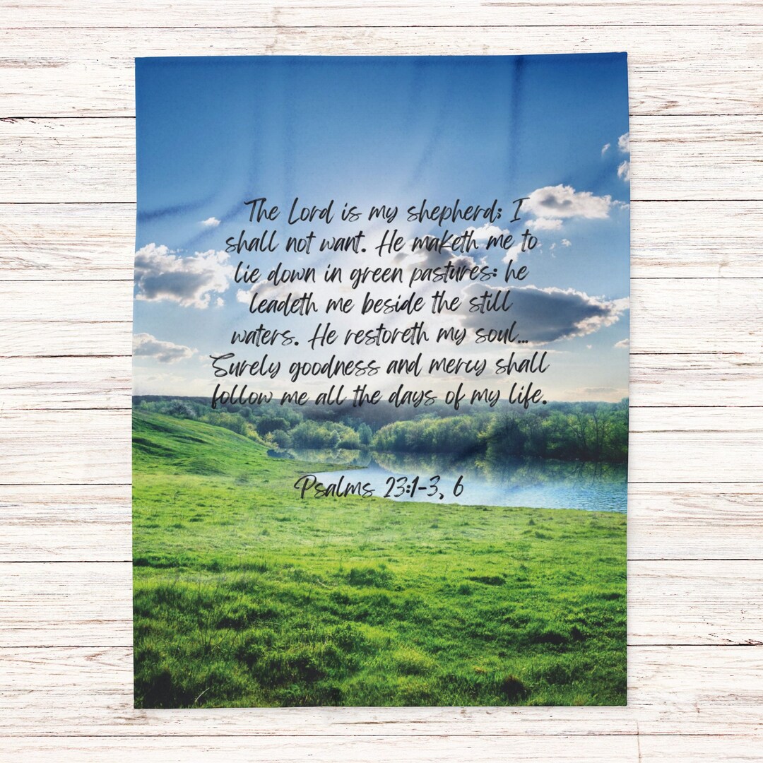 The Lord is My Shepherd Bible Verse Fleece Blanket, Psalm 23:1-3 ...