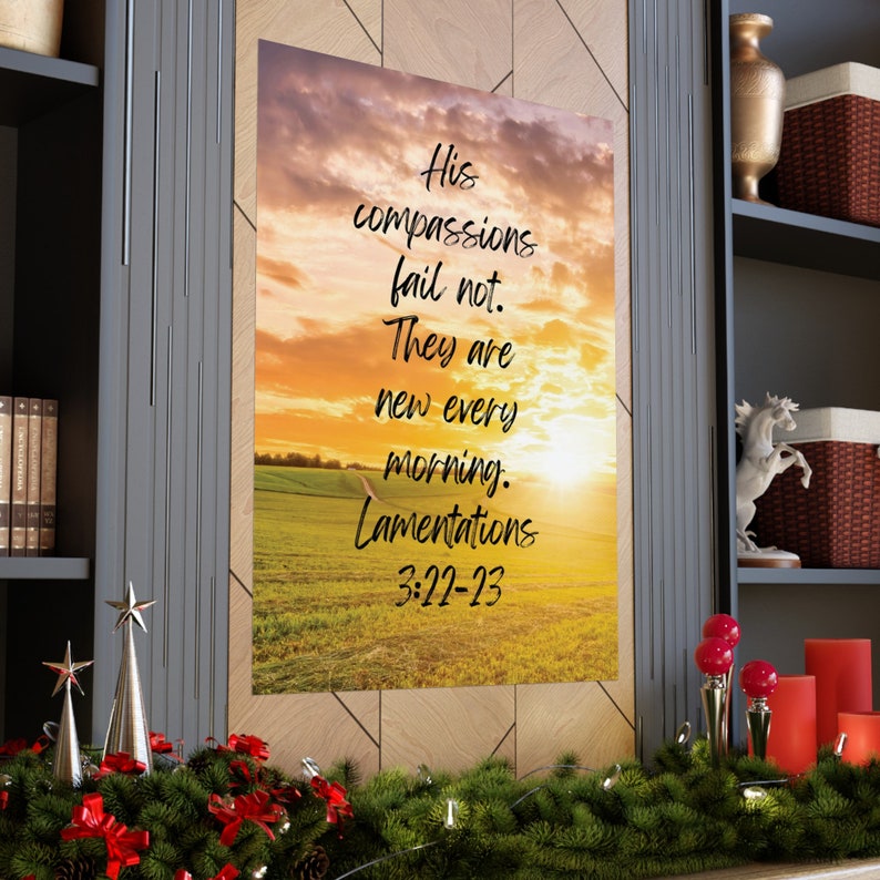 Bible Verse Wall Art Compassions New Every Morning, Lamentations 3:22 ...