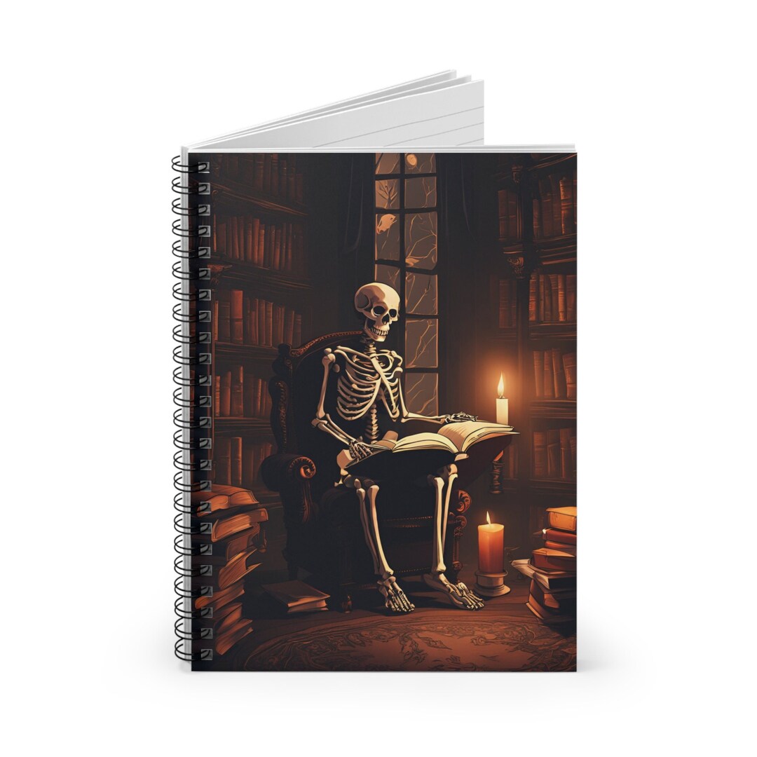 Spiral Notebook Ruled Line Dark Academia Journal. Skeleton Journal ...