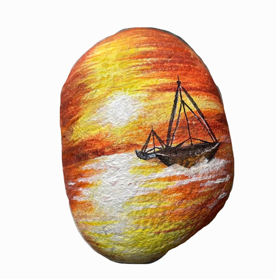 Sunset Serenity: Hand-painted Rock for Unique Decor. - Etsy