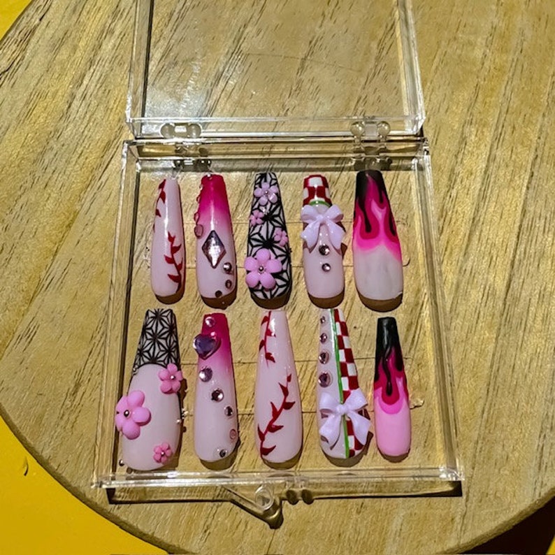 Nezuko From Demon Slayer Inspired Handmade Hand Painted Pink and Black ...