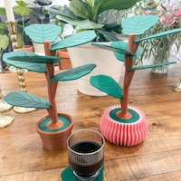 Fiddle Leaf Fig Plant in Animal Print Pot, Minimalistic Plant Art ...