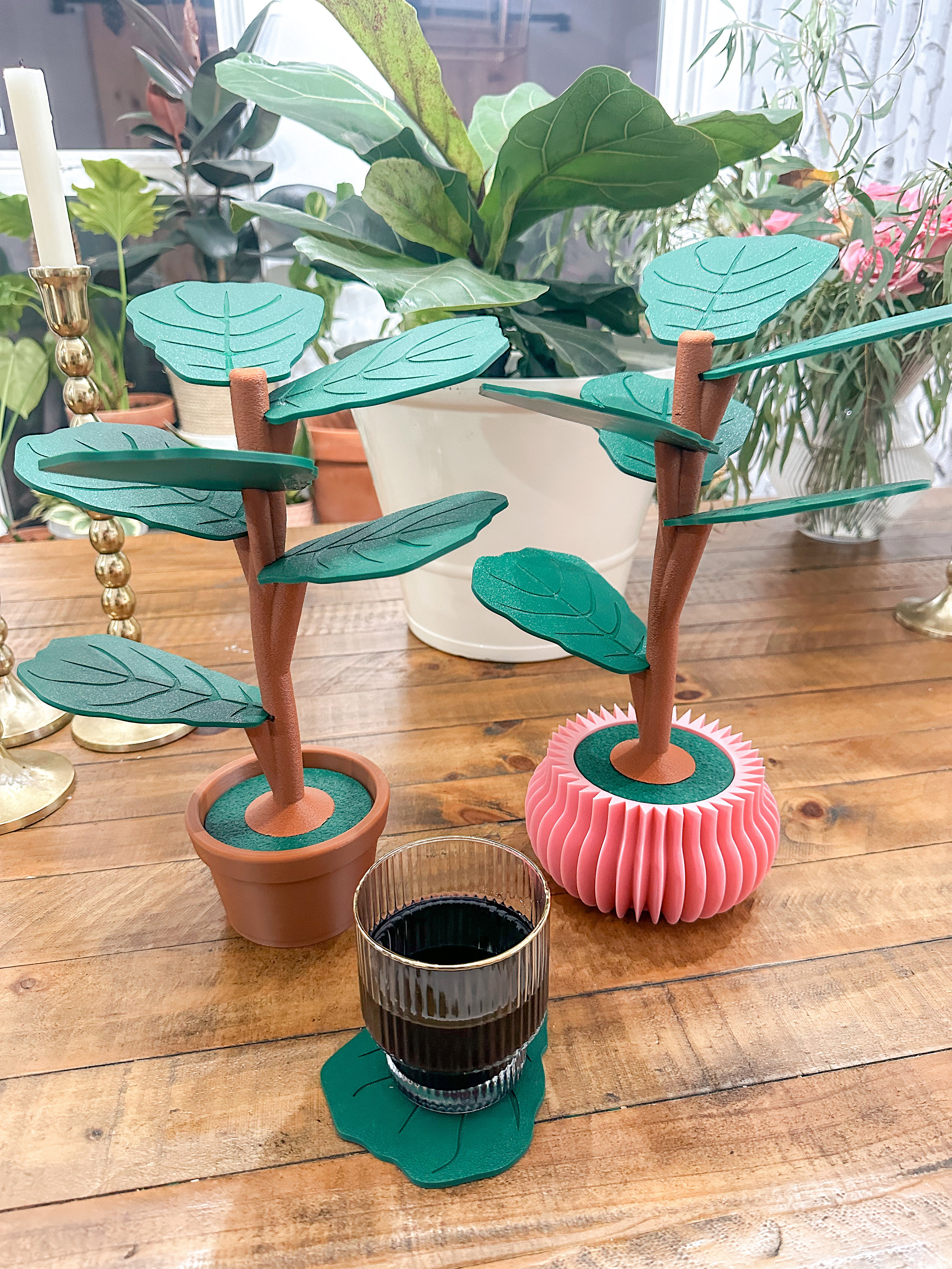 Fiddle Leaf Fig Tree Coaster Plant - Desk Toy or Coffee Table Piece - Etsy