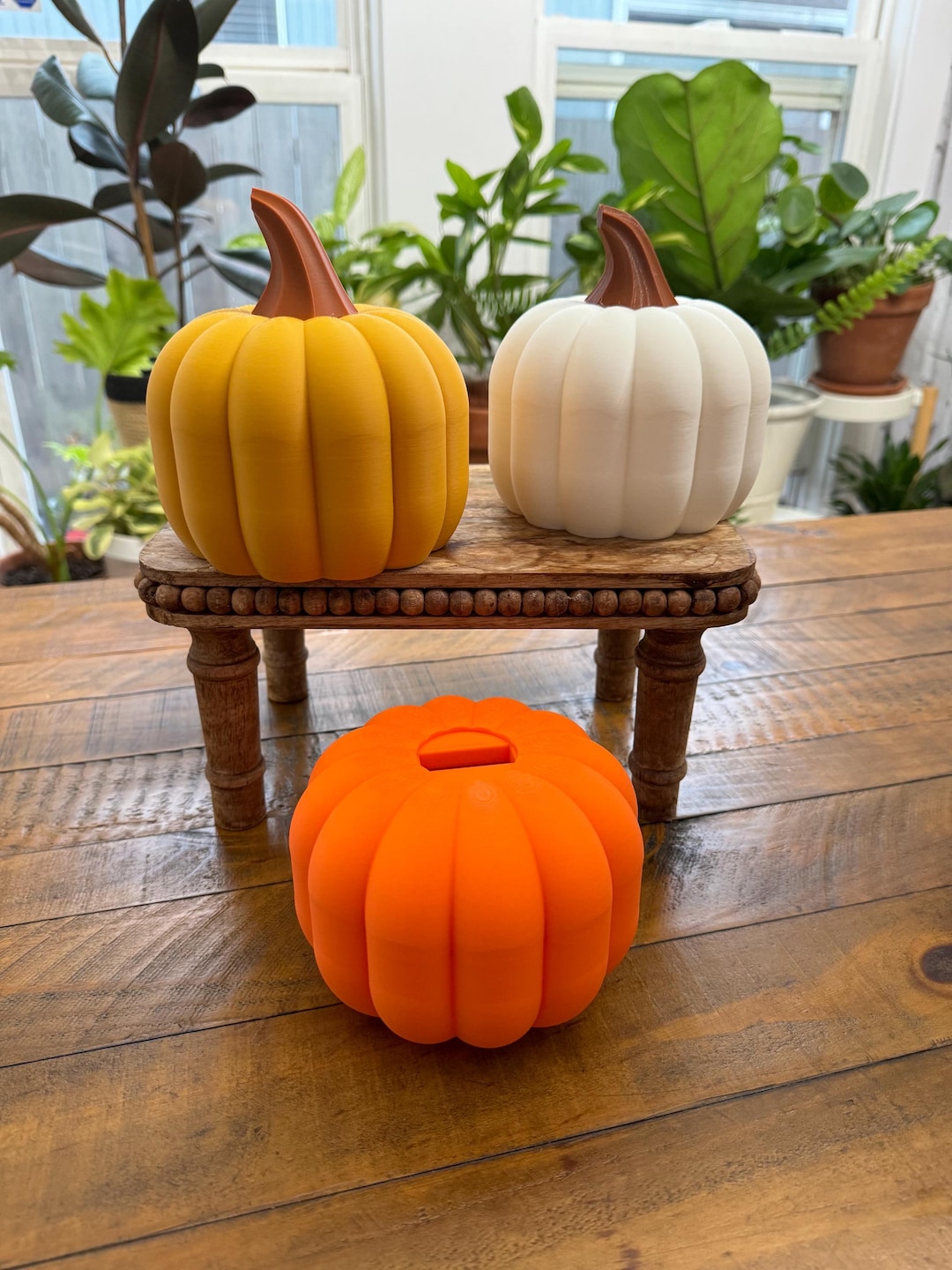 Pumpkin Piggy Bank - 3D Printed Fall Decor, Removable Stem Coin Slot ...