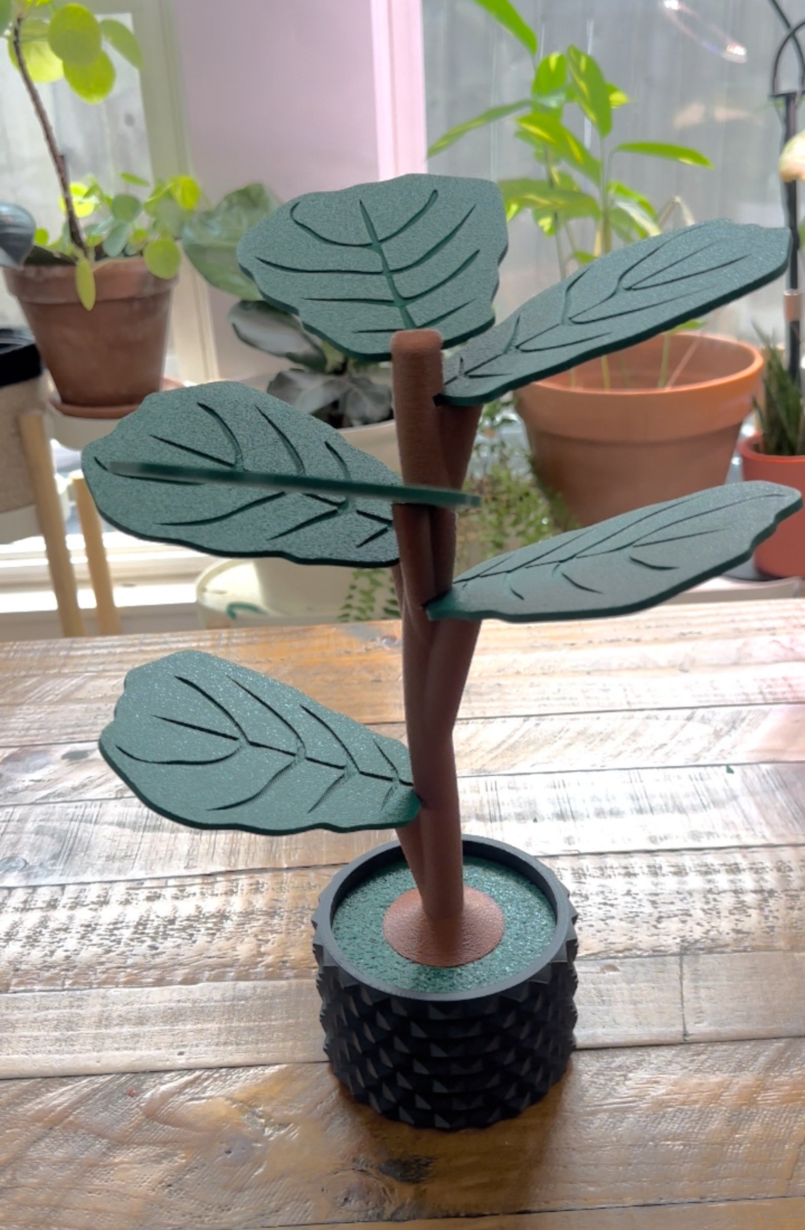 Fiddle Leaf Fig Tree Coaster Plant - Desk Toy or Coffee Table Piece - Etsy